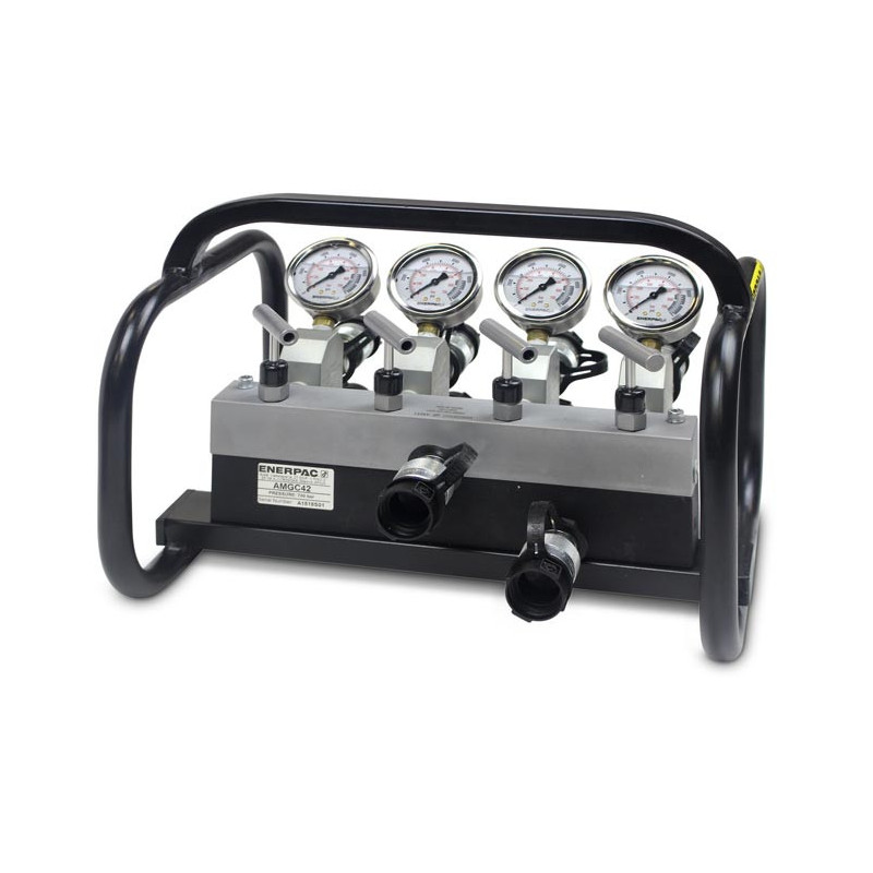 AMGC42, Split Flow Hydraulic Manifold with Gauges and Frame, For Doubl